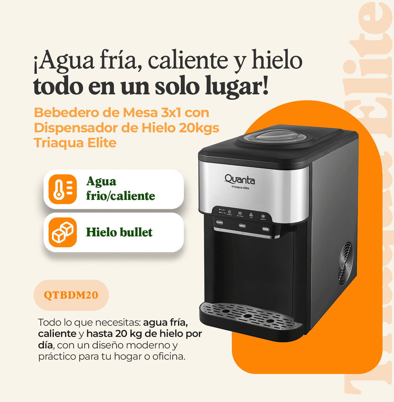 Bebedero de mesa 3x1 con dispensador de hielo 20kgs Triaqua Elite ...